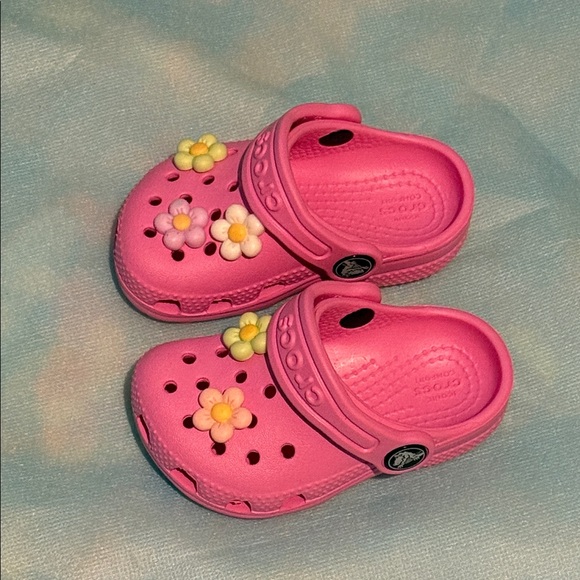 CROCS | Shoes | Crocs Kids Hot Pink Colored Sandals With Floral Details ...